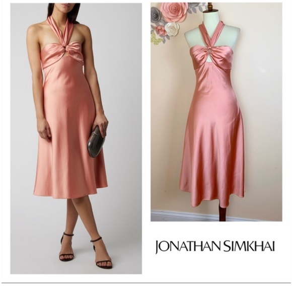 Jonathan Simkhai | Dresses | Jonathan Simkhai Pink Sateen Halter Slip ...